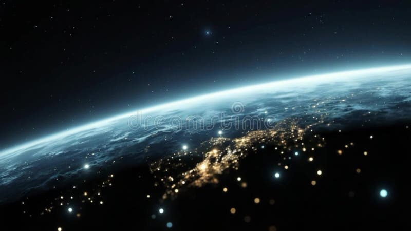 Night Orbit View of Earth from Deep Space Stock Footage - Video of ...