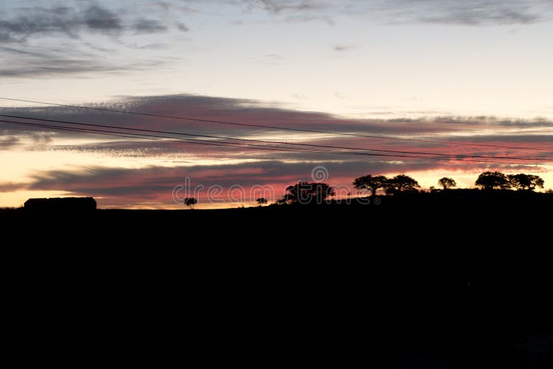 Night Panorama of a Countryside with Trees Stock Image - Image of ...
