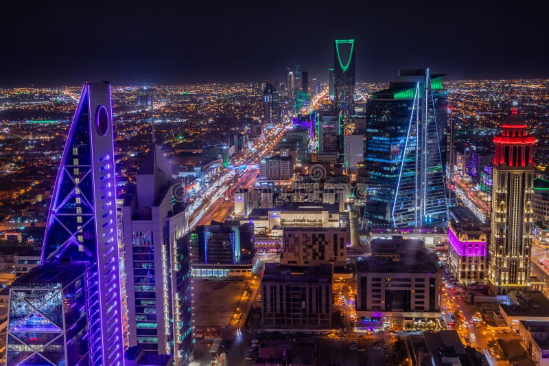 Night Panorama of Downtown of Riyadh City, Al Riyadh Stock Image ...