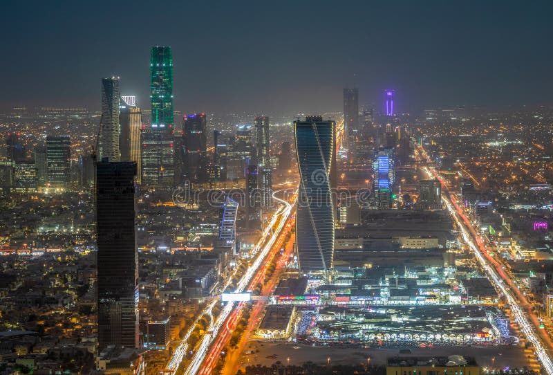 Night Panorama of Downtown of Riyadh City, Al Riyadh, Saudi Arabia ...
