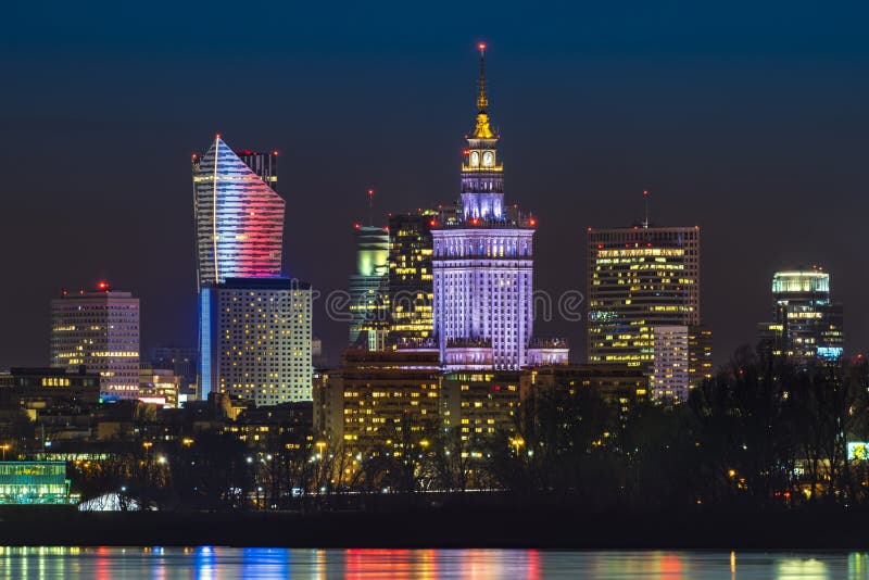 Skyline of Warsaw City, Poland Stock Image - Image of europe, light ...