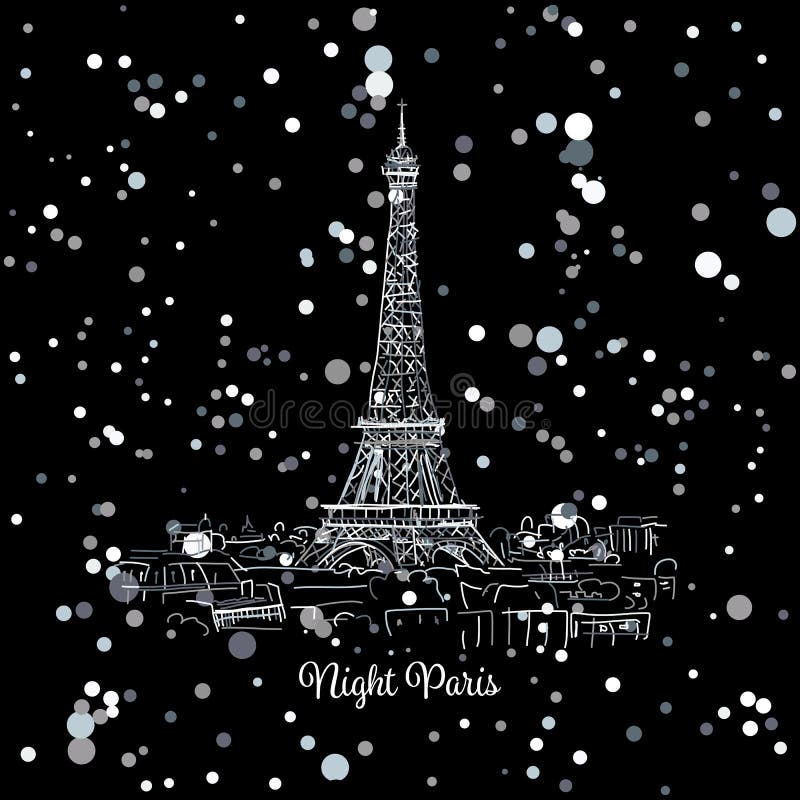 Night in Paris stock illustration. Illustration of elegance - 170583905