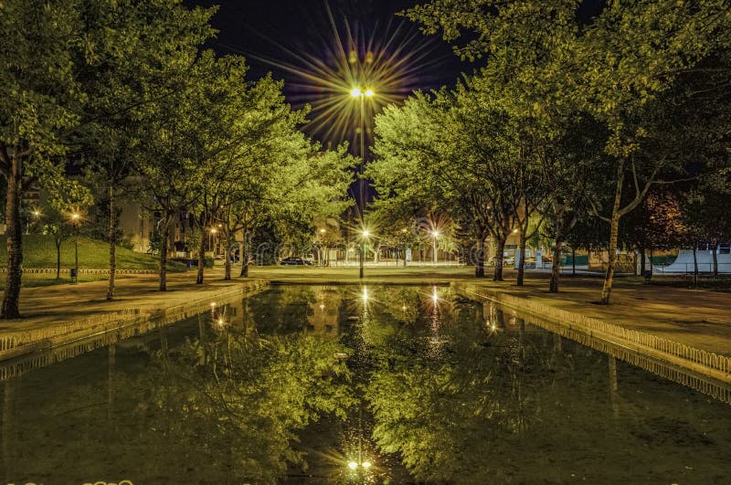 Night in the park stock photo. Image of pamplona, glow - 40947756