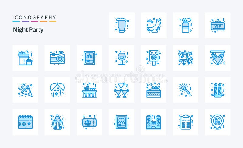 25 Night Party Blue Icon Pack. Vector Icons Illustration Stock Vector ...