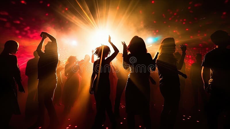 Large Group of Young People are Dancing in a Nightclub. Stock Image ...