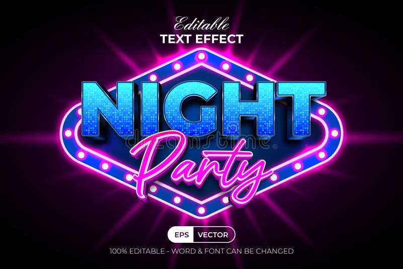 Night Party Text Effect Glitter Textured Style Theme. Stock Vector ...