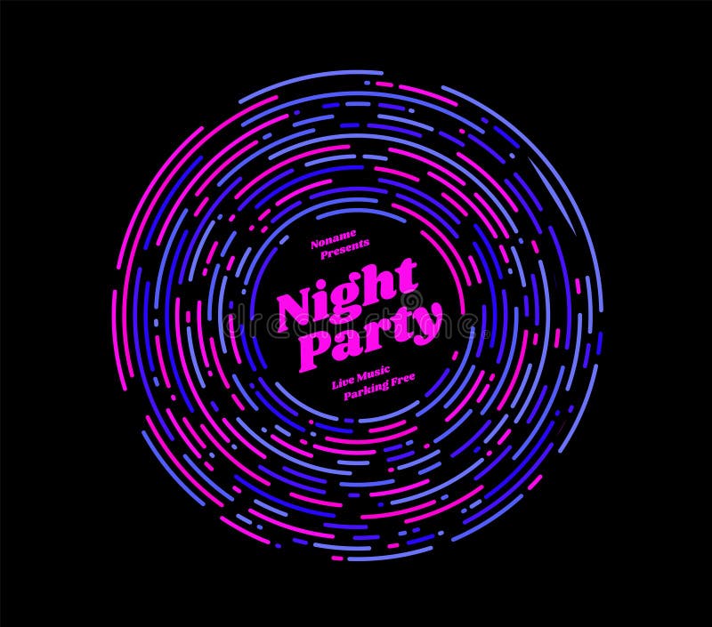 Night Party Vector Illustration. Rounded Lines Design Style. Stock ...