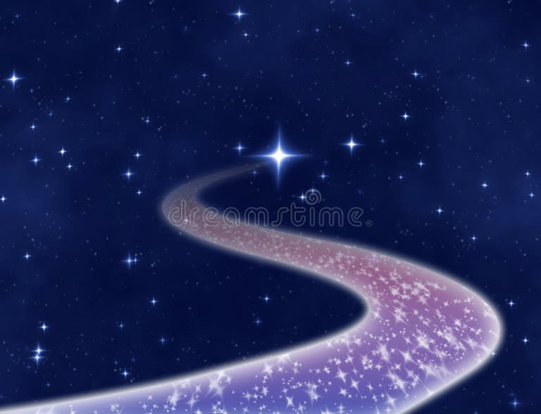 Night Path To the Stars & Sky Stock Illustration - Illustration of ...