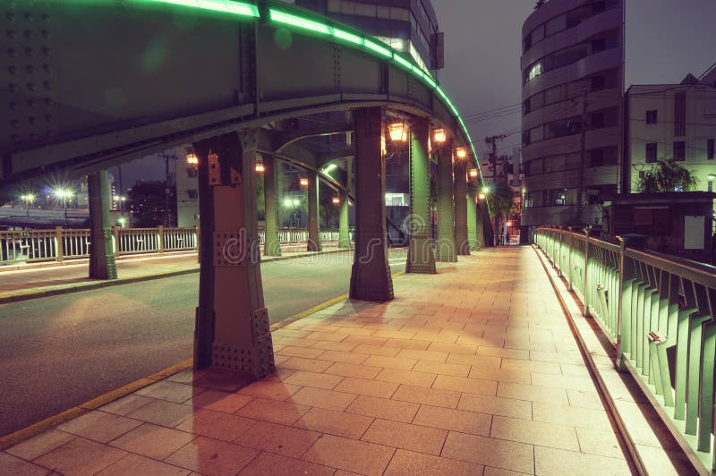 Night path in Tokyo stock image. Image of bridge, urban - 74338937
