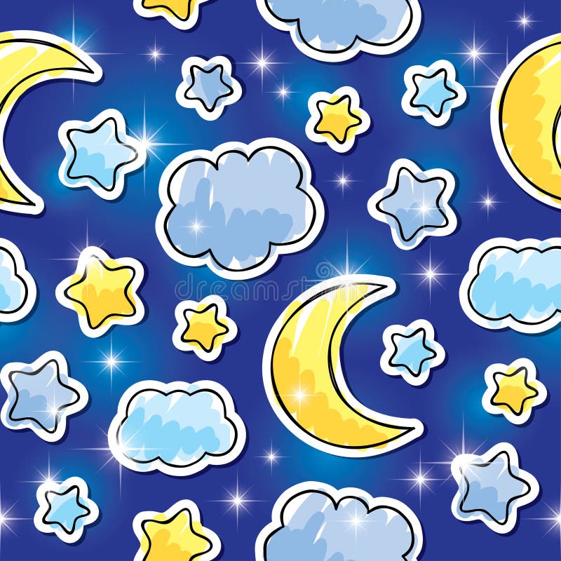 Night pattern stock vector. Illustration of moon, elements - 44646215