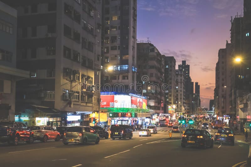 Night Perspective Street View of Yen Chow Street Jan 7 2024 Editorial ...