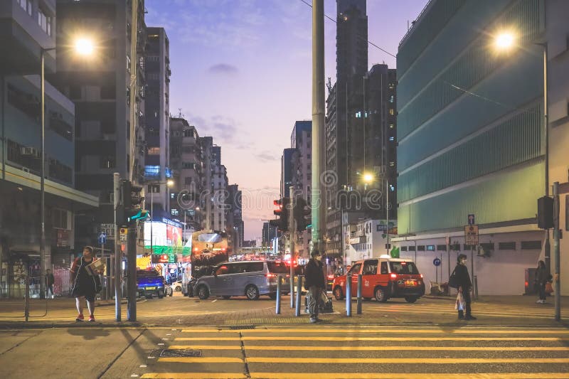 Night Perspective Street View of Yen Chow Street Jan 7 2024 Editorial ...