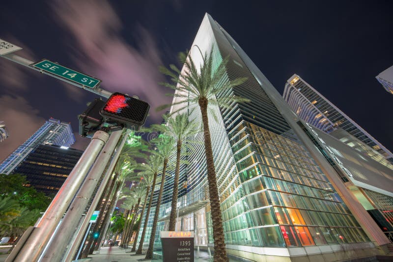 Night Photo of the Brickell Arch Tower Stock Photo - Image of blur ...