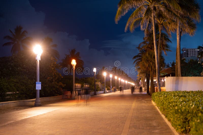 Night Photo Hollywood Beach FL Summer June 2020 Stock Image - Image of ...