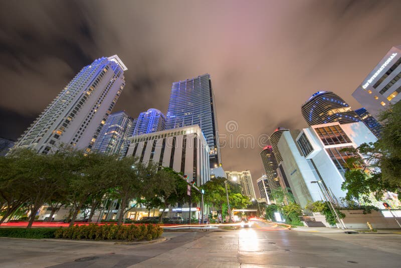 Night Photo Skyscrapers of Brickell Miami Editorial Stock Image - Image ...