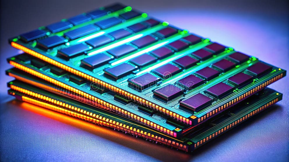 Night Photography DDR RAM Memory Modules a Glimpse into HighPerformance Computing and Data ...