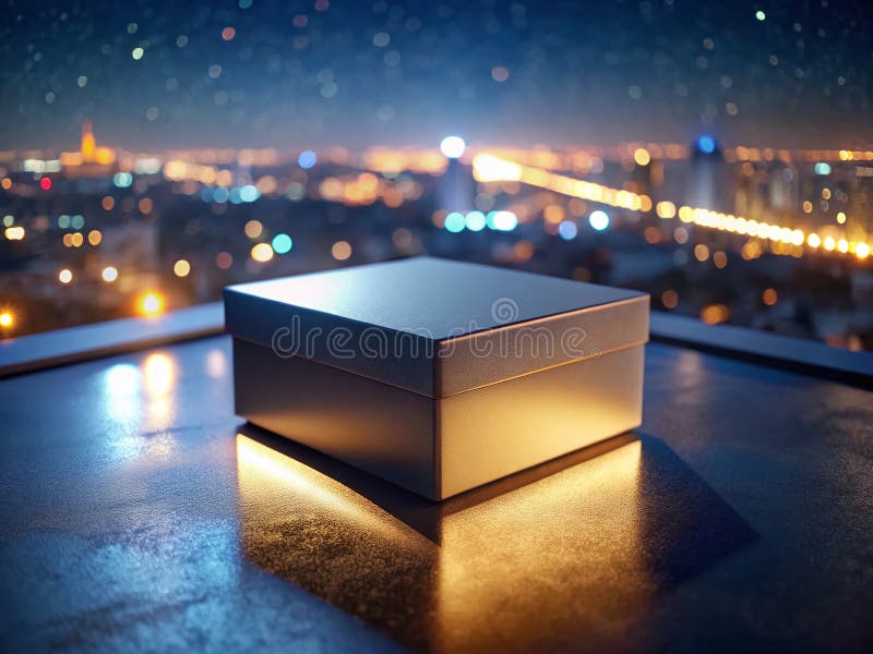 Night Photography Packaging Mockup Realistic Rectangular Box Design ...