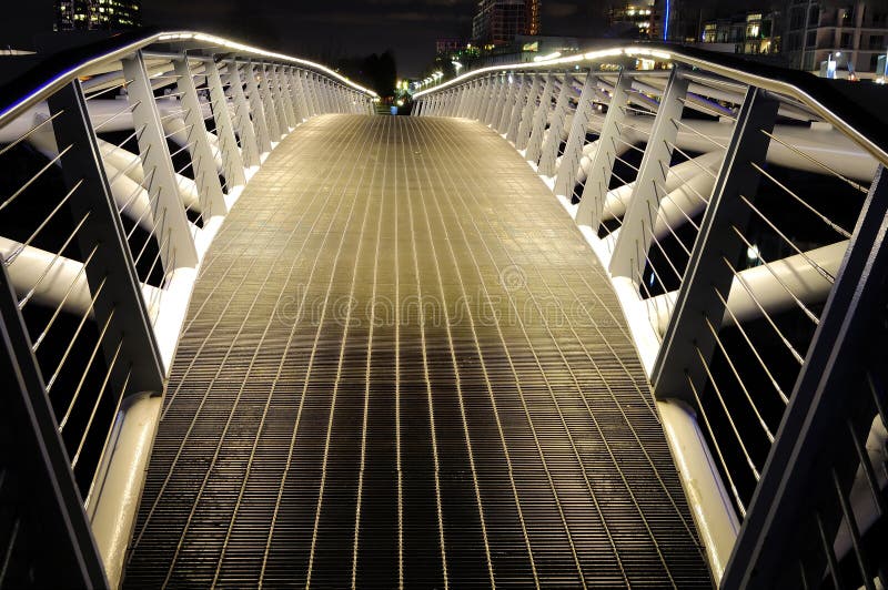 Night Photography of a Pedestrian Bridge Stock Photo - Image of ...