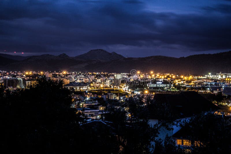 Night Photography of a Small Town Stock Image - Image of town, small ...