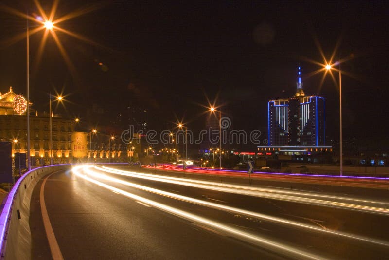 Night piece of bridge stock photo. Image of driving, raylights - 5342966