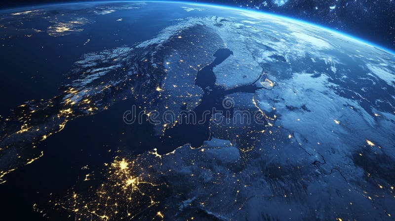 Night Planet Earth with Precise Detailed Relief. Generative Ai Stock ...