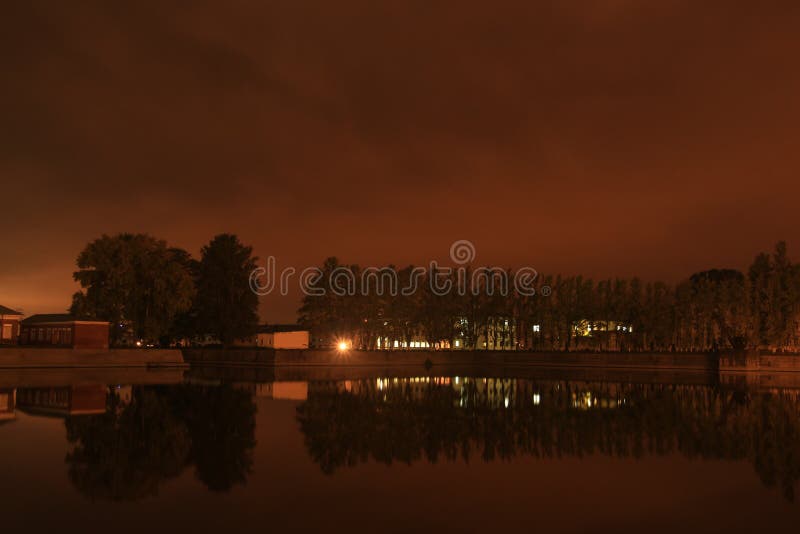 Night pond stock image. Image of forest, outdoors, lights - 101127169