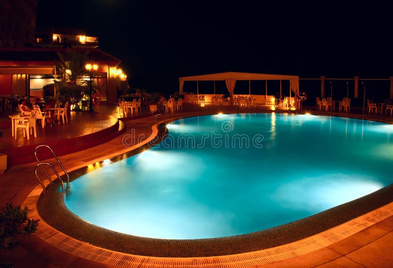 Night pool stock image. Image of blue, resorts, illuminated - 2927005