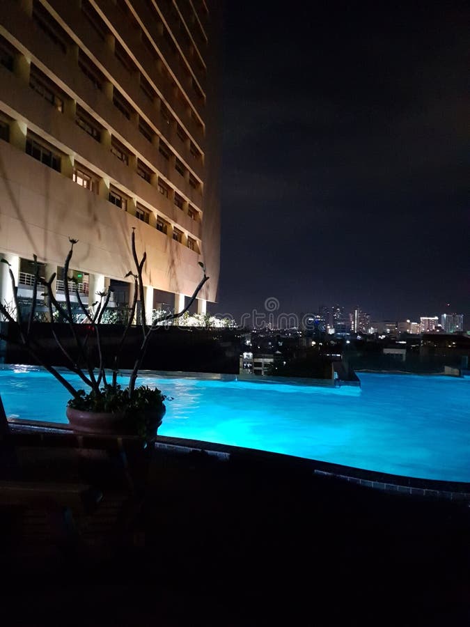 Night pool stock image. Image of night, pool, stay, blue - 97241235