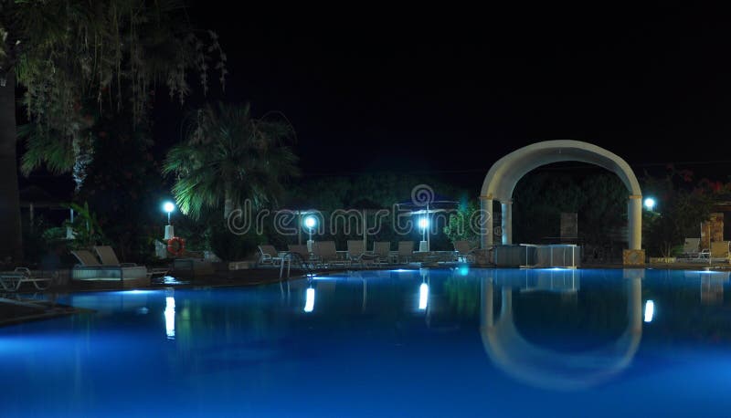 Night pool stock image. Image of blue, resorts, illuminated - 2927005