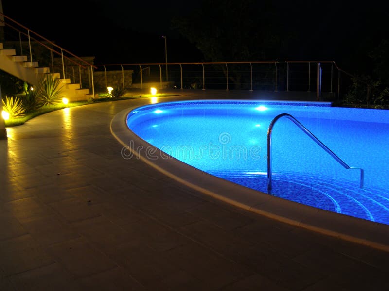Night pool in the park 2. stock image. Image of recreation - 61912991