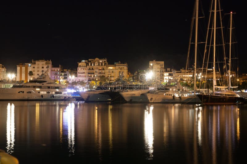 Night port in a big city stock image. Image of lcityscape - 70873127