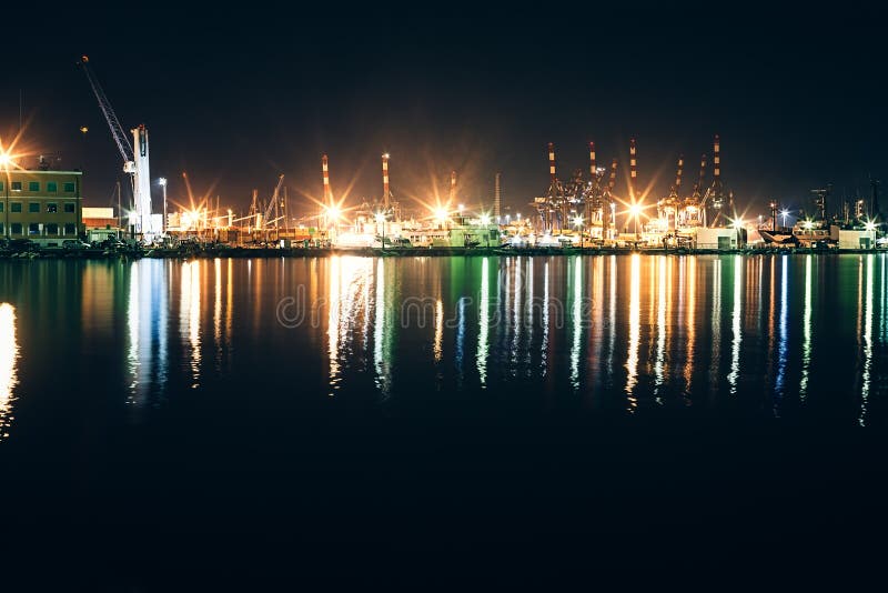 Night in the port stock photo. Image of ferry, ocean - 26634604