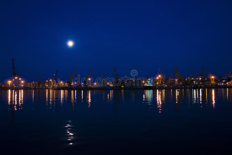 Night port lights stock image. Image of night, dark, delivery - 73373653