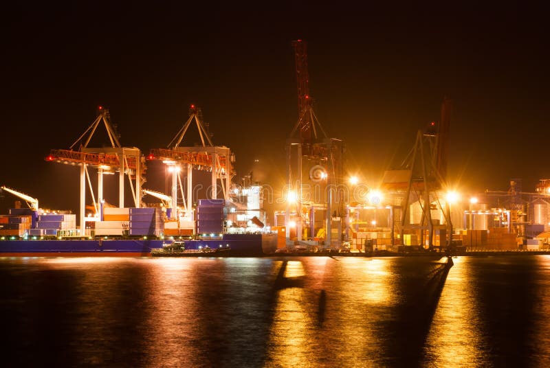 Night port and ship stock image. Image of port, commerce - 29378217
