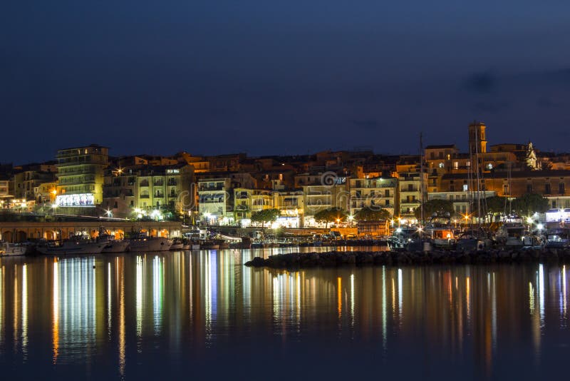 Night port stock photo. Image of city, mediterranean - 58013320