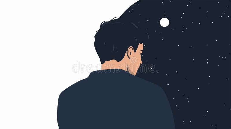 Night Portrait of a Dejected Person in Sadness Stock Vector ...
