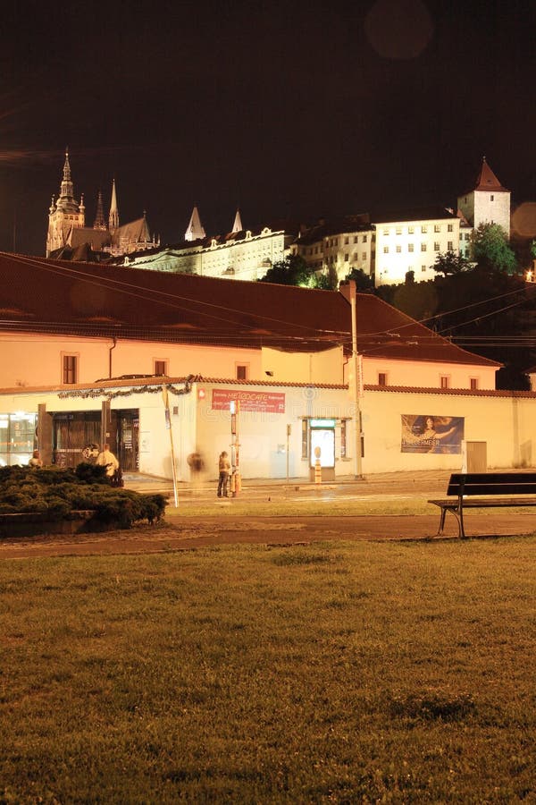 Night Prague gothic Castle editorial stock image. Image of medieval ...