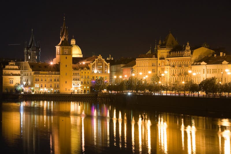 Prague at night stock photo. Image of czech, city, cityscape - 35671708