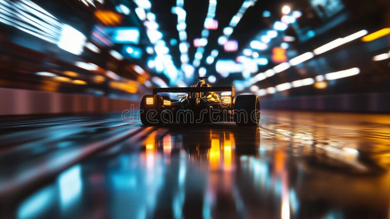 Night Racing Car, Neon Light Stock Photo - Image of vibrant ...