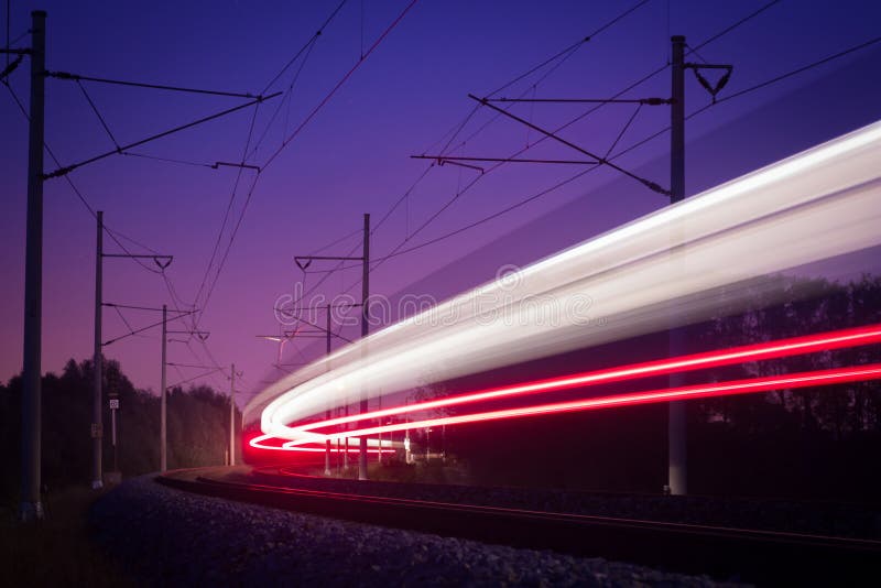 Night railways stock photo. Image of direction, bahn - 46050948