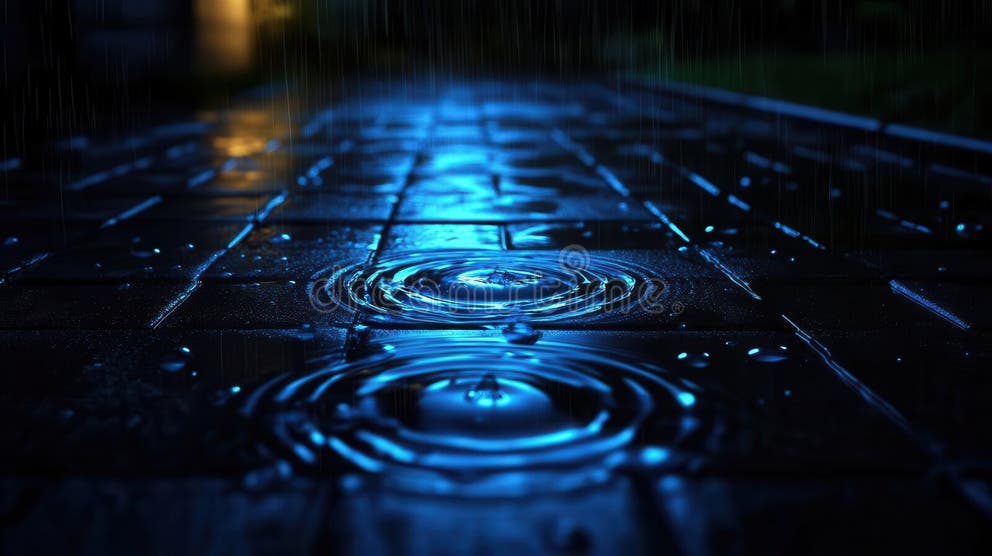 Night Rain, Blue Water Ripples Stock Image - Image of blue, abstract ...