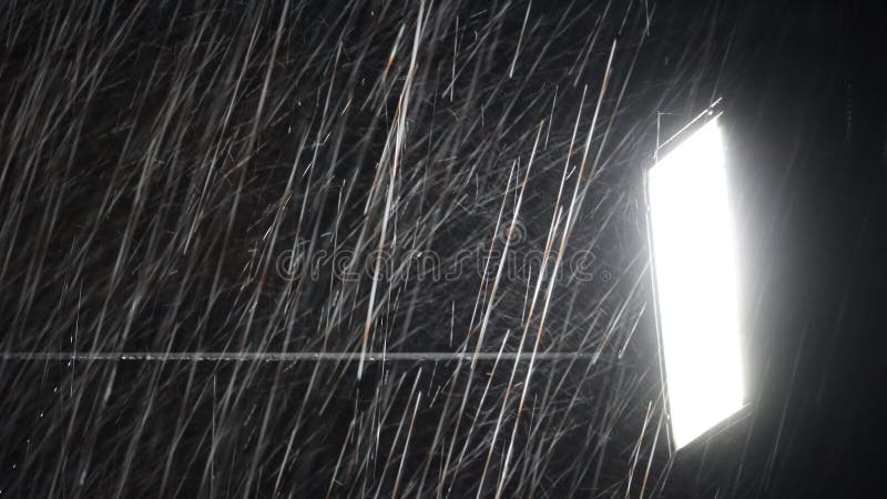 Night Rain in the City with Illuminated 24/7 Sign on a Dark and Cloudy ...