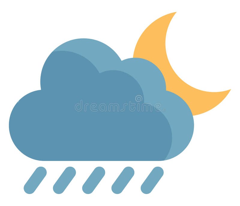 Night rain, icon stock vector. Illustration of storm - 260373744