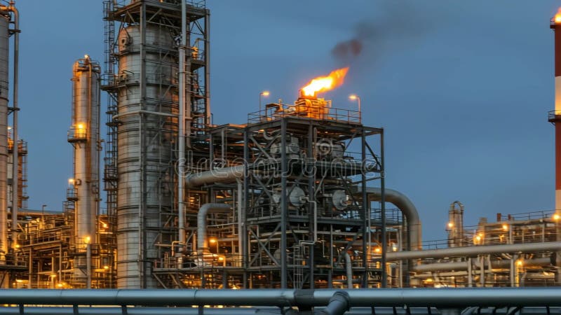 Night Refinery Flare Stack stock footage. Video of metal - 373638340