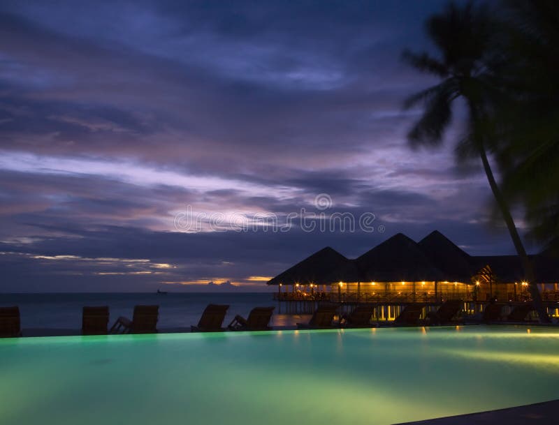 Night resort stock image. Image of resort, ocean, beach - 15994963