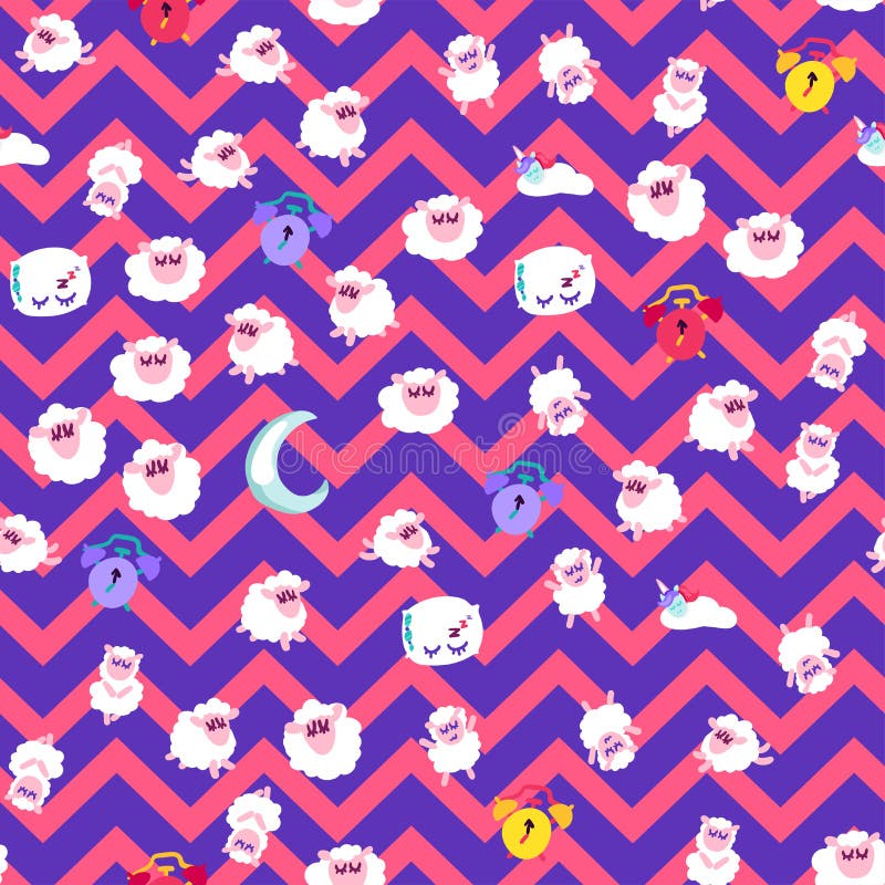 Night Rest, Bedtime Vector Seamless Pattern Stock Illustration ...