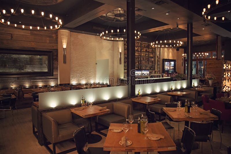 Night Restaurant in the Entertainment District Stock Photo - Image of ...