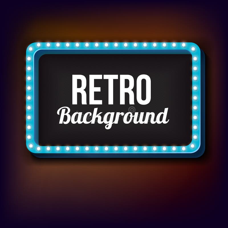 Night Retro Sign with Lights Stock Vector - Illustration of billboard ...
