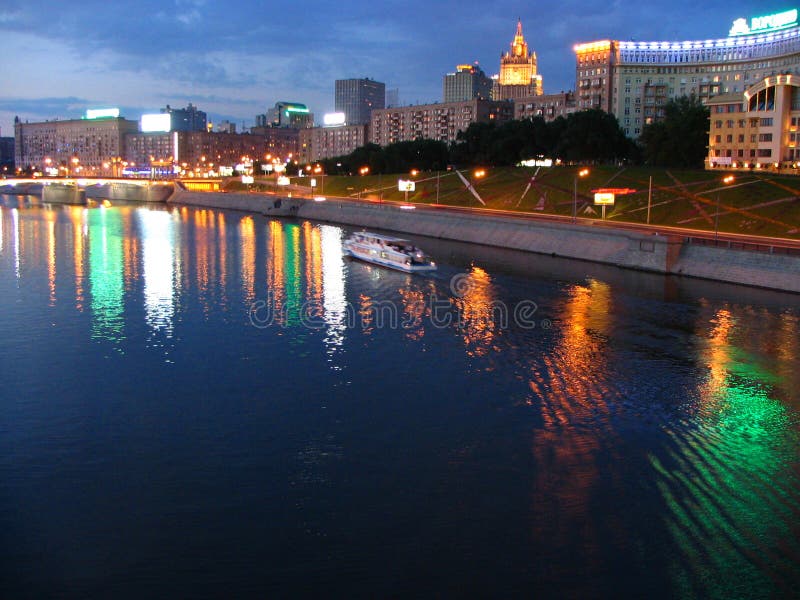 Night river stock photo. Image of city, embankment, orange - 412486