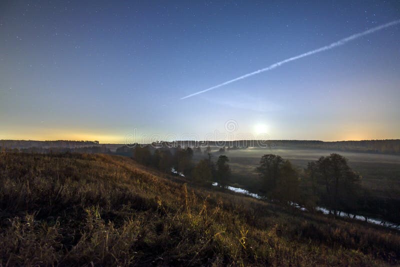 Night by the river stock image. Image of countryside - 142885815